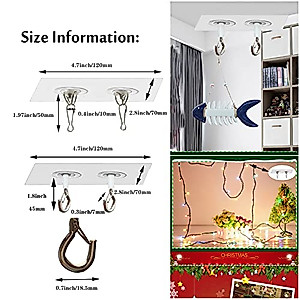 Adhesive Ceiling Hooks,Damage Free Ceiling Mounted Hooks Transparent Wall Sticky Hooks Safety Buckle Design for Hanging Wind Chime Lights Decorations Paper Craft 6 Pack (Set A)