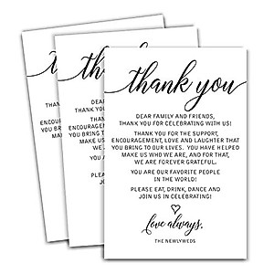 All Ewired Up 50 Thank You Place Cards, Wedding, Rehearsal Dinner Thank You Table Sign, Menu Place Setting Card Notes, Placement Thank You Note Favors For Family & Guests (50-cards)
