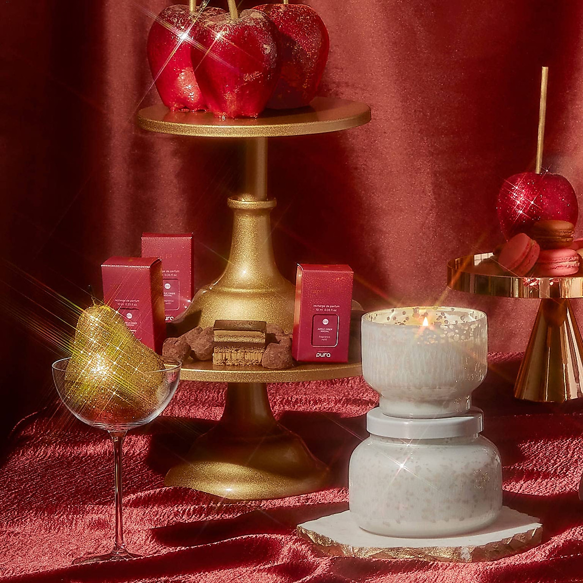 Capri Blue Holiday Mercury Jar Candle - Soy Candle Blend - Fall Candles for Home Scented with Apple, Cinnamon & Pear - Apple Candle for Fall Decor - Signature (Apple Cider Social, 19 oz)