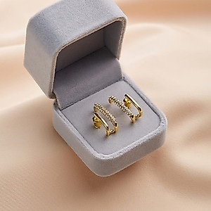 Bar Earrings Gold Bar Stud Earrings Type C Thick 14K Gold Plated Simple Hypoallergenic Jewelry Gifts For Women