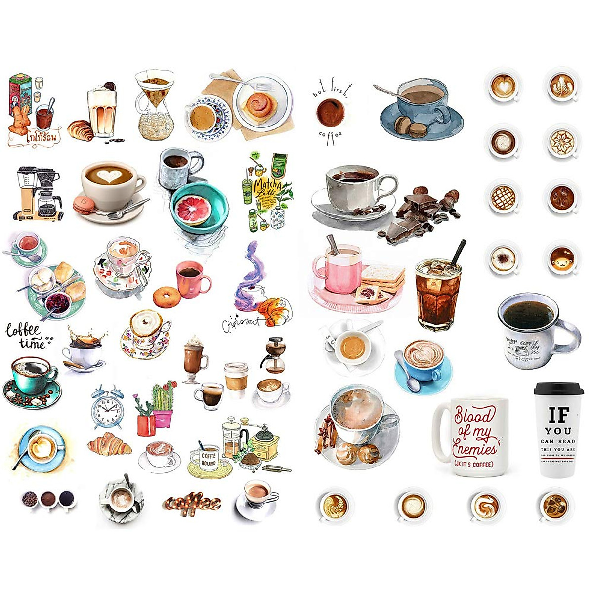 Seasonstorm Cafe Trivia Coffee Tools Precut Anti-UV Waterproof Decoration Notebook Planner Stickers Scrapbooking Diary Sticky Paper Flakes (PK011)