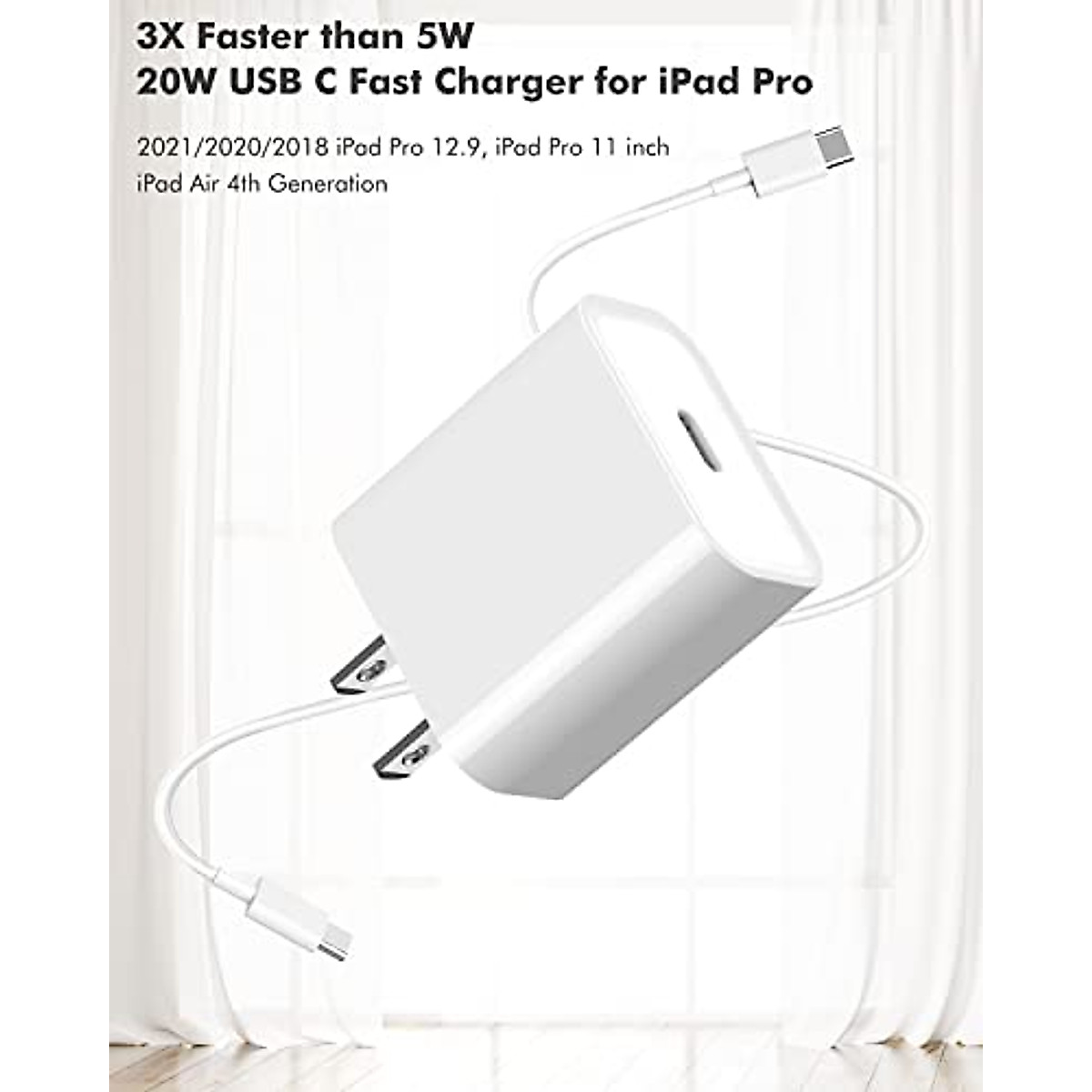 iPad Pro Charger Cable Cord [Apple MFi Certified],20W Android Charger, Type C Fast Charging Charger for iPad Pro 12.9 5/4/3 (2021/2020/2018), iPad Pro 11, iPad Air 5/4, iPad Mini 6, Pixel, Samsung, LG