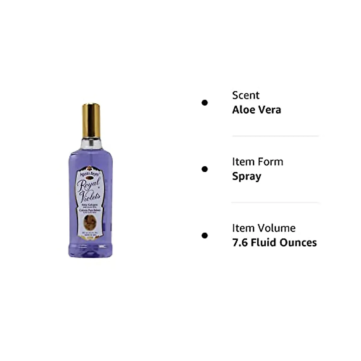 Royal Violets Baby Cologne with Aloe Vera for Baby Sensitive Skin, Relaxing Aroma, 7.6 Fl Oz, bottle