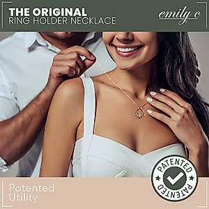 Emily C Original Patented s925 Rose Gold Ring Holder Necklace - Sterling Silver Base plated with 14 Karat Rose Gold - Women & Men Wedding Ring Holder Necklace - Gift for Mother,Wife,Nurse,Doctor