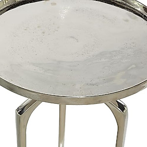 Deco 79 Aluminum Metal Side End Accent Table Slim Tray Top End Table with Tripod Legs, Side Table 16" x 16" x 25", Silver