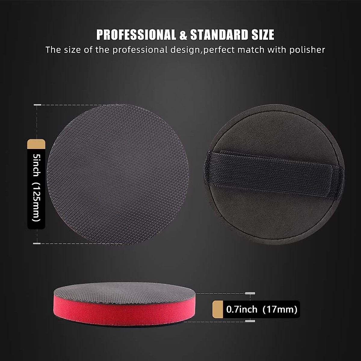 Clay Bar Pad, 5 Inch Mid Grade,1Pc Handle Grip Pad and 1 Pc Clay Bar Applicator, Synthetic Clay Bar Pad for DA Polisher and Rotary Polisher for Car Detailing, Clay Bars Auto Detailing -CHMLP5MA