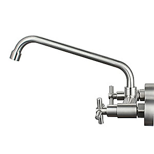 UMANYI Commercial Kitchen Faucets 8 inch Center Wall Mount Stainless Steel Brushed Nickel 2 Handle Utility Laundry Sink Faucet Bar Pre Faucet with 11" spout SSKF09-2LCW