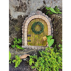 MUAMAX Fairy Garden Door Accessories Miniature Fairy Doors Wall Indoor/Outdoor Mystical Door for Tree Trunk (Brown)