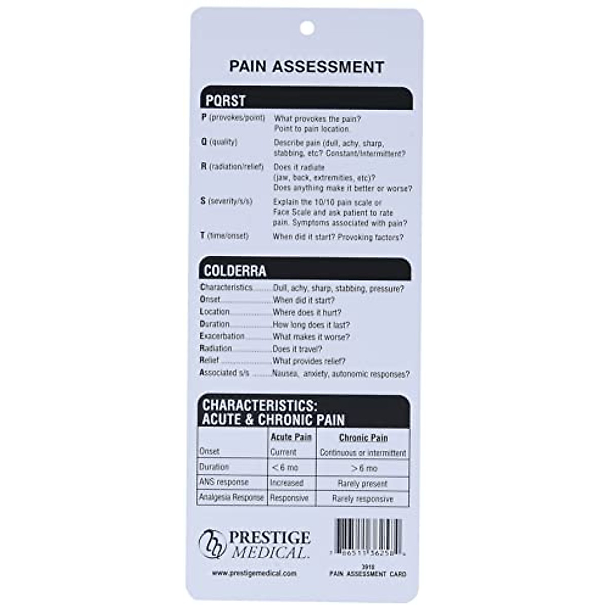 Prestige Medical Pain Assessment Card, 0.3 Ounce