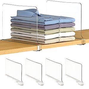 Utopia Home 8 Pack Acrylic Shelf Dividers for Closet Organizers and Storage - Closet Shelf Organizer for Clothes Storage and Organization - Clear Closet Dividers for Clothes, Purse, Handbags