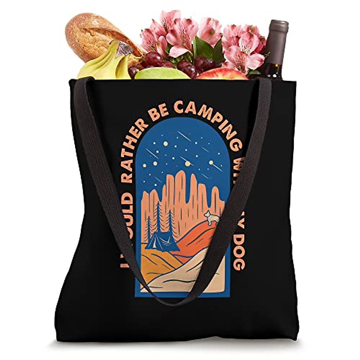 I'd Rather Be Camping With My Dog Camper Graphic Tote Bag