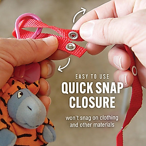 Baby Buddy Secure-a-Toy, Adjustable Pacifier and Teether Strap for Stroller, Highchair, and Car Seat, Pink Gray, 2 pack