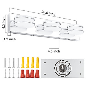 3 Color Temperature Dimmable Bathroom Light Fixtures over Mirror LED Chrome 3 Light Bathroom Vanity Light Fixtures Acrylic Stainless Steel Oval Shade Vanity Lights for Bathroom, ETL Certificated