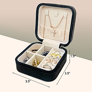 PHABULS Travel Jewelry Box, Lightweight and Easy to Carry Small Jewelry Box for Earrings Rings Necklace Bracelet, Travel Jewelry Case for Women Girls, Jewelry Travel Organizer for Gifts (Black)