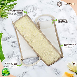 Premium Exfoliating Loofah Pad Body Scrubber, Back Scrubber and Facial Loofah Bundle, Made with Natural Egyptian Loofah Sponge That Gets You Clean, Not Just Spreading Soap