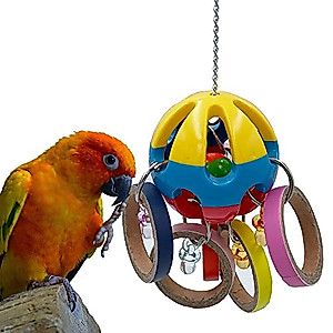 GILYGI Bird Parrot Plastic Ball Toys with Colorful Cardboard Bagel and Acrylic Pacifiers for Parrot African Grey Cockatoo Cockatiel Sun Conures