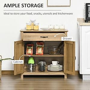 HOMCOM Sideboard, Natural Wood Effect