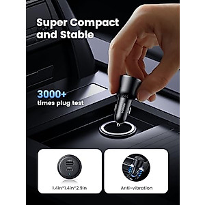 UGREEN 63W USB C Car Charger Adapter, PPS 45W Super Fast Charging 2.0 Type C Car Charger Cargador para Carro, Dual USB Car Charger for iPhone 15/14/13/12, Galaxy S24/S23/S22/Series, iPad, MacBook