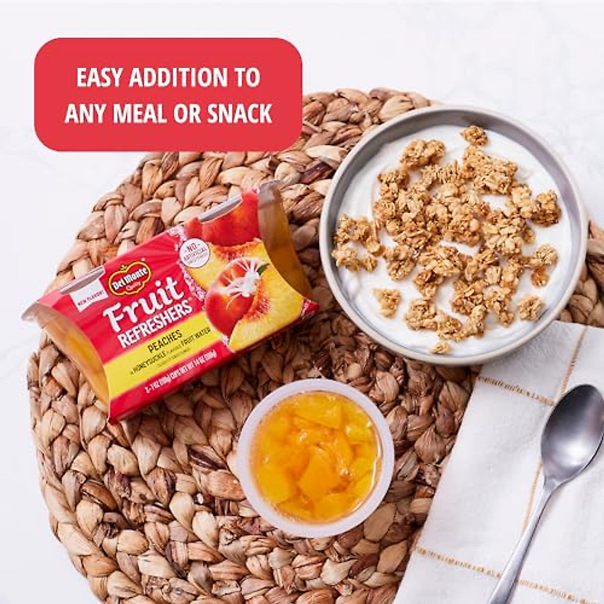 Del Monte FRUIT AND CHIA FRUIT CUP Snacks, Peaches in Strawberry Dragon Fruit, 12 Pack, 7 oz, 2 Count (Pack of 6)