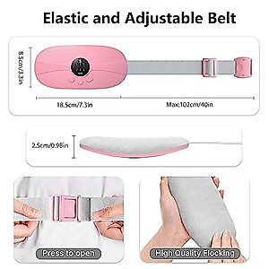 Portable Cordless Menstrual Heating Pad, Electric Heating Pads 5s Fast Heating for Cramps/Back/Belly Pain Relief with 3 Heat Levels and 3 Massage Modes, Period Cramp Heating Belt for Women & Girls