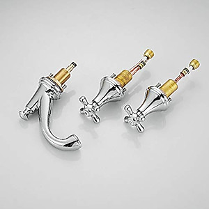 Bathroom Sink Faucet Widespread Chrome Finish 2 Handle 3 Hole Deck Mount Lavatory to Fit 8-16 Inch Gooseneck Leekayer,LK3301C