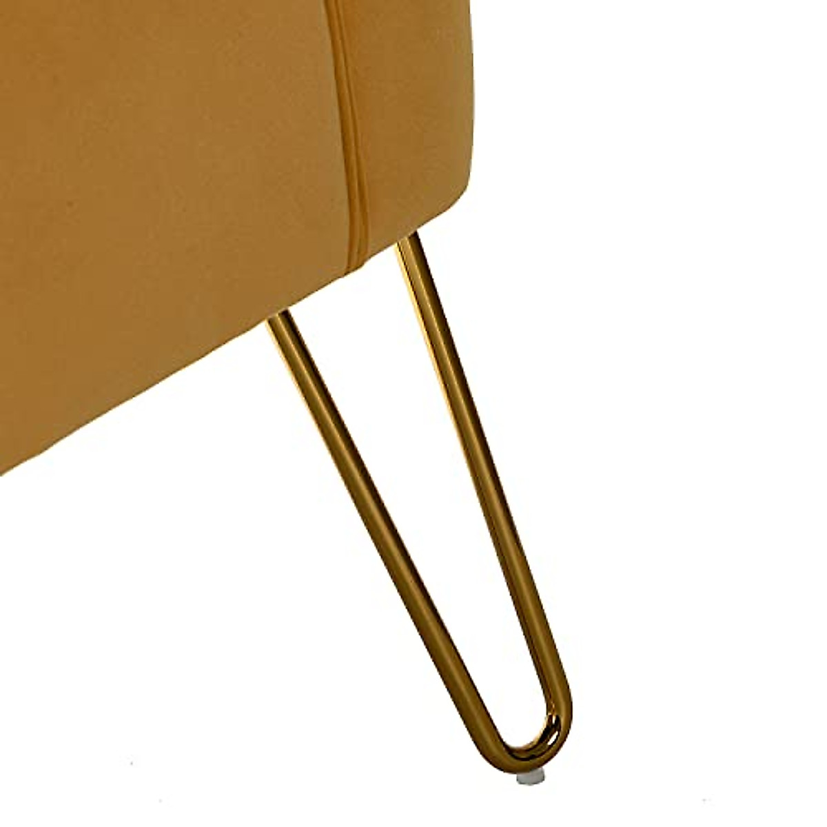 TINA'S HOME Small Velvet Accent Chair, Modern Armless Accent Chair with Golden Metal Legs & Velvet Tufted Upholstered, Living Room Velvet Dining Side Chair Suitable for Small Spaces, Mustard