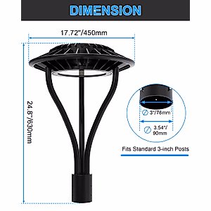 ADUB LED Post Top Light 100W 14,000LM, ETL Listed LED Post Lights Outdoor, 300W LED Flood Light ETL Listed, 42,000LM