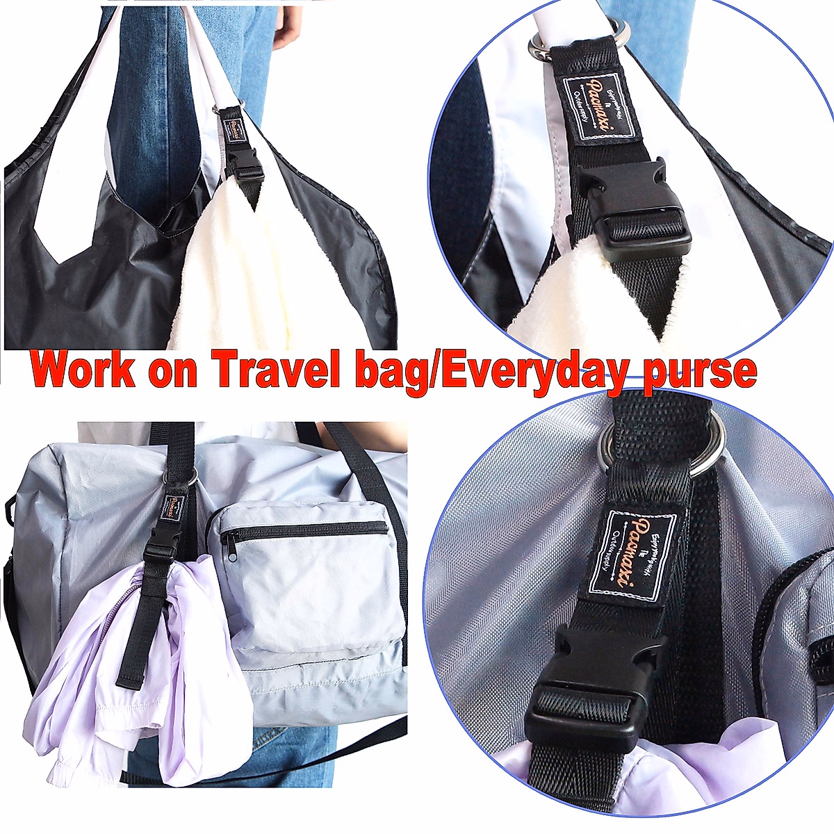 PACMAXI Stroller Hook, 2 Pack Multi Purpose Organizer Hooks Clip for Stroller, Wheelchair, Rollator, Walker (Black)