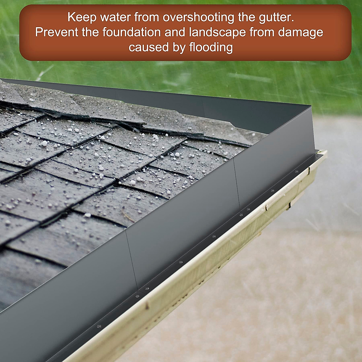 BJADE'S Gutter Valley Splash Guard,12 Pcs Aluminum Roof Valley Splash Shield Gutter Guard.for Straight,Flat Roofs,Corner,10 inch Each