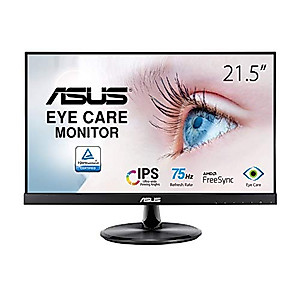 ASUS VP229HE 21.5” Monitor, 1080P Full HD, 75Hz, IPS, FreeSync/Adaptive-Sync, Eye Care, HDMI VGA, Frameless, VESA Wall Mountable (Renewed)