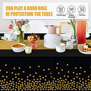 3 Pack Graduation Tablecloth, Graduation Party Decorations, Black and Gold Tablecloths for Rectangle Tables, 54" x 108" Disposable Plastic Table Cloth for Parties, Graduation Party Supplies, Wedding