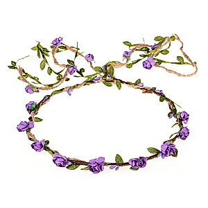 DDazzling Flower Crown Floral Wreath Headband Floral Garland Headbands photo props (Purple)