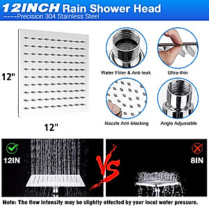 AMORIX Filtered Shower Head 12" Rain Shower Heads with Handheld Spray Combo 10 Settings Built-in 2 Power Wash, Dual Filter for Hard Water Rainfall Showerhead +12" Shower Extension Arm, 79" Shower Hose