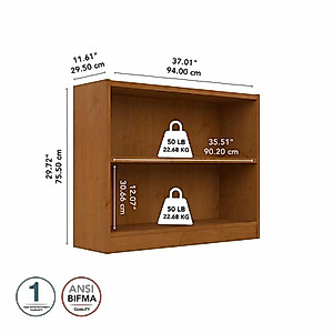 Bush Furniture Universal Small 2 Shelf Bookcase in Natural Cherry