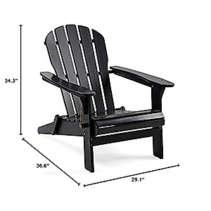 Plow & Hearth 62A80-BK Foldable Eucalyptus Adirondack Chair, Black