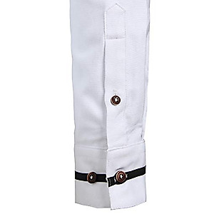 ZEROYAA Mens Hipster Mandarin Collar Slim Fit Long Sleeve Casual Button Down Oxford Dress Shirt with Pocket Z113 White Small