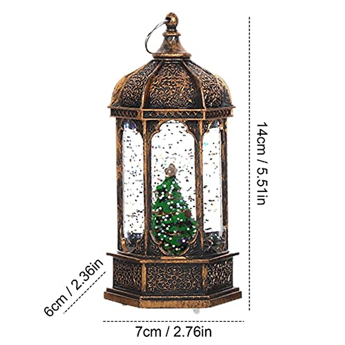 Christmas Snow Globe Water Lantern, White Sparkly Snow Globe Lantern, Santa Claus Snowman Christmas Tree Decoration LED Lanterns for Home