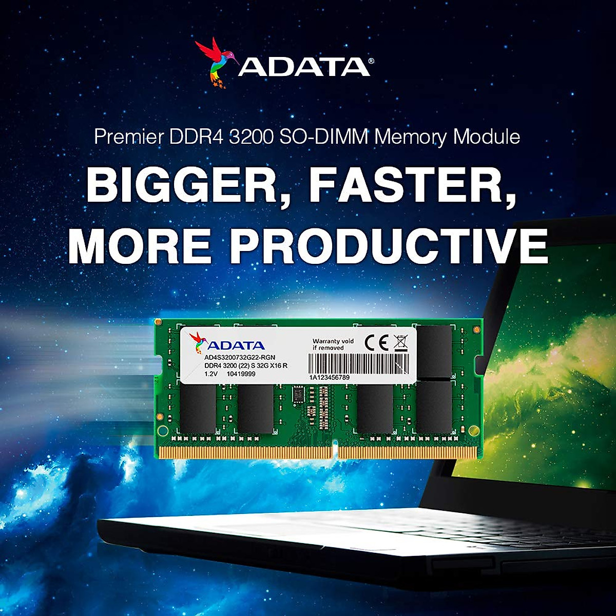 ADATA Premier 16GB (1x16GB) DDR4 3200MHz CL22 PC4-25600 260-Pin SODIMM Memory RAM Single Pack(AD4S320016G22-SGN)
