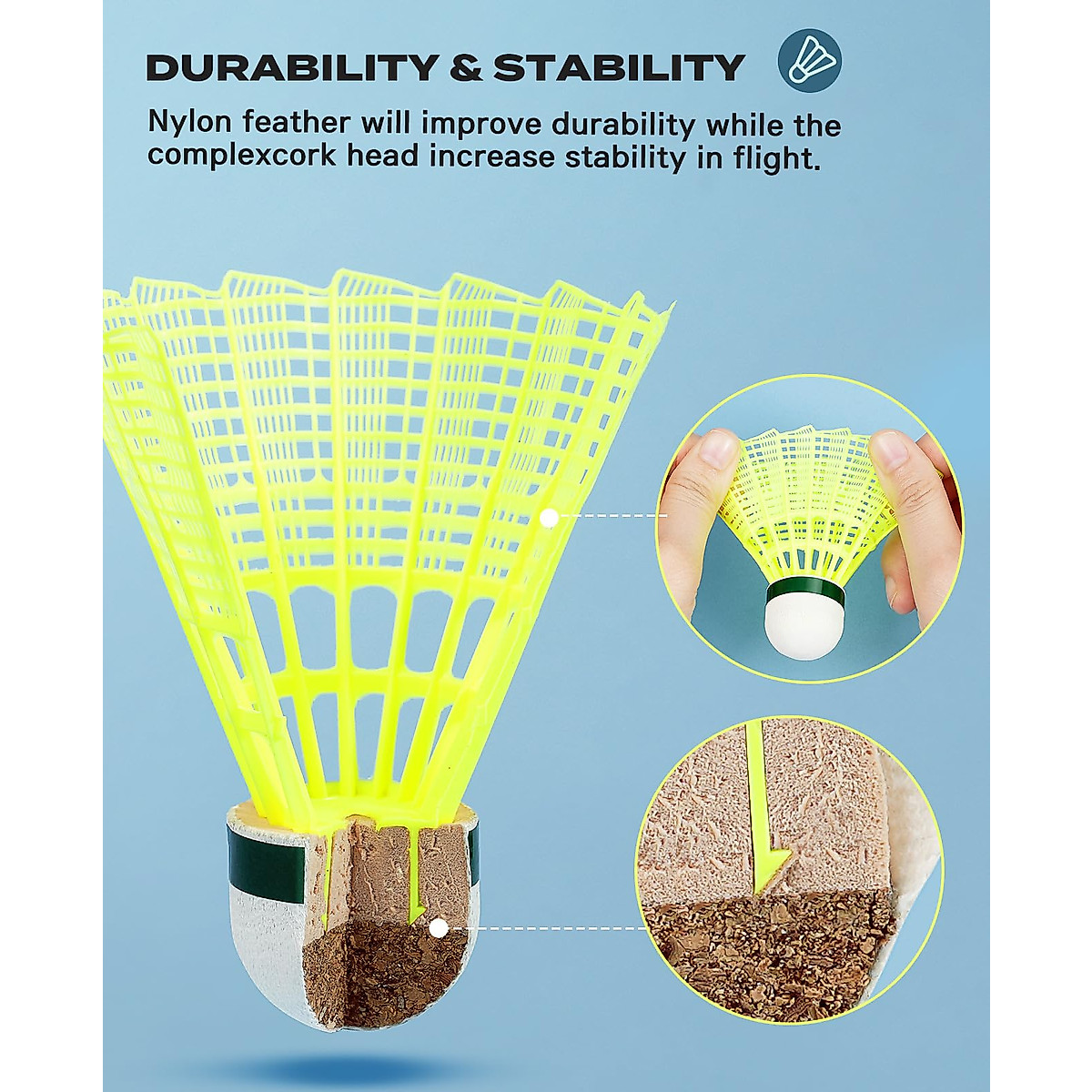 HIRALIY 24 Pack Nylon Badminton Shuttlecocks Birdies, Baseball/Softball Batting Training High Speed Badminton Balls with Stable & Durable, Ideal Hitting Practice for Youth Players Indoor and Outdoor