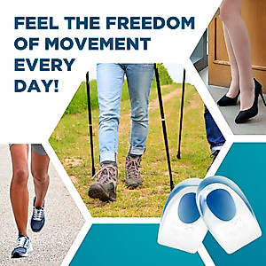 Gel Silicone Heel Cups/Pads, 2 Pack, FSA HSA Eligible, for Achilles Tendonitis, Shoe Wedge Inserts for Plantar Fasciitis, Bone Spur, Foot Pain Relief Support, Comfort Cushion Insoles for Women/Men