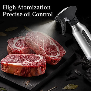 Micyples Oil Sprayer for Cooking,Stainless Steel Olive Oil Mister for Air Fryer Black Nozzel Dispenser Bottles Fat Reduction Glass Oil Control Spray Pot 6.35oz(180ml) Capacity