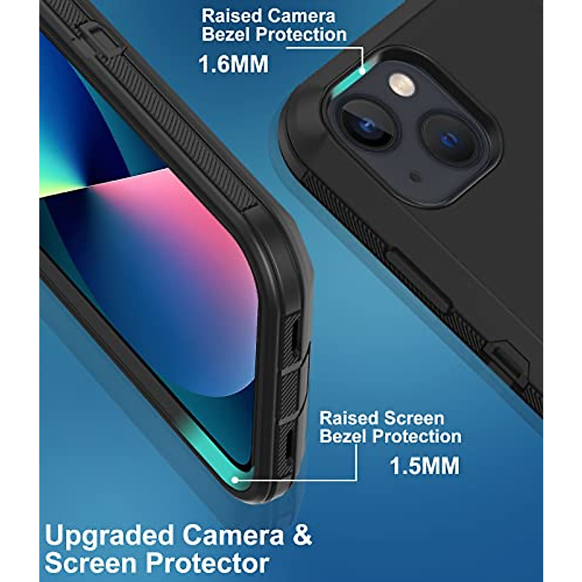 Aimoll-88 for iPhone 13 Case, iPhone 14 Case,with Built in Screen Protector Heavy Duty Drop Protective Phone Case, Military Grade Full Body Shockproof Dust Proof Cover for Apple iPhone 13 (Black II)