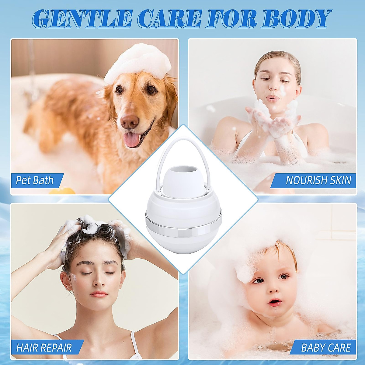 CUOLL Bath Ball Filter - Premium Bathtub Water Filter for Softer Skin & Hair, Bathtub Filter for Tub Faucet | 2,500 Gal of Filtration | BPA Free | Easy to Install