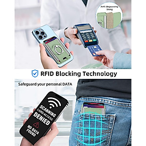 ExtreLife for Magsafe Wallet, Strongest Magnetic Wallet, for iPhone Wallet Magsafe with Ring Grip, Magnetic Card Holder Wallet for iPhone 15/14/13/12 Series, Vegan Leather, Fit 7 Cards, Matcha Green