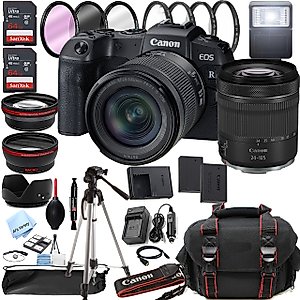 Canon EOS RP Mirrorless Digital Camera with RF 24-105mm f/4-7.1 STM Lens + 128GB Memory + Case + Tripod + Filters (38pc Bundle) (Renewed)