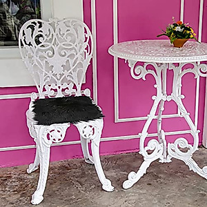 Molain 25 cm Fluffy Rug Faux Fur Carpet Baby Photoshoot Props Holder Small Mini Square Rugs for Bedroom Livingroom Photography Photo Under Nail Mat Table Locker Desk Chair Pad Cover (Black)