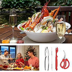 93 Pcs Seafood Tools Set Crab Leg Crackers and Tools Includes 30 Crab Crackers, 30 Crab Leg Forks, 30 Lobster Shellers, 2 Seafood Scissors and 1 Storage Bag Nut Cracker Set for Seafood Party Supplies