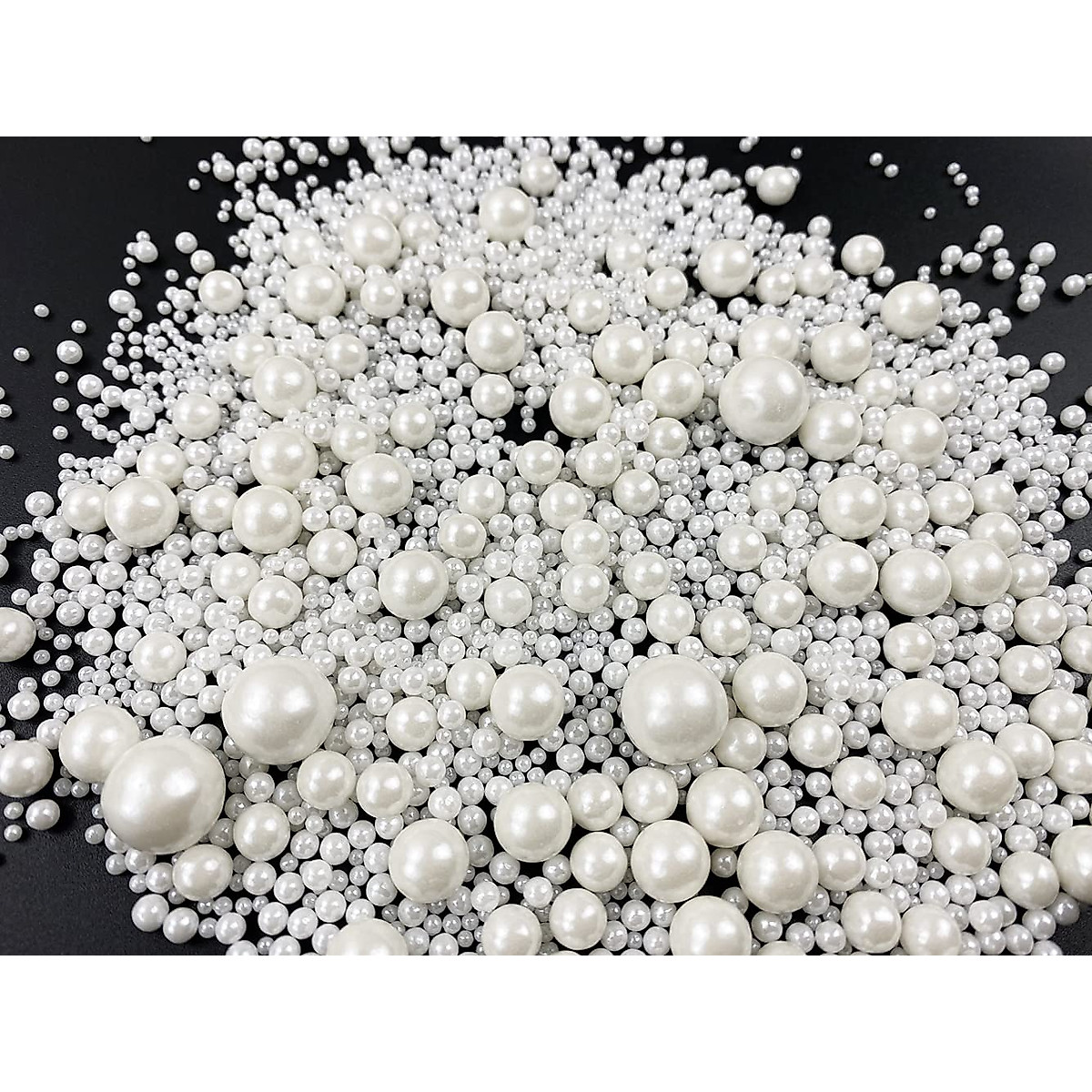 Edible Pearl Sugar Sprinkles White Candy 120g/ 4.2oz Baking Edible Cake Decorations Cupcake Toppers Cookie Decorating Ice Cream Toppings Celebrations Shaker Jar Wedding Shower Party Christmas Supplies
