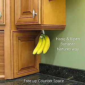 Banana Hook Hanger (2 Pack) for Hanging Bananas Under a Cabinet to Ripen and Store (Black)