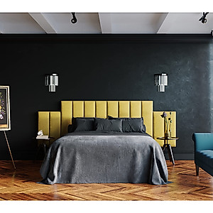 Jaxx Panelist Modern Padded Headboard – Set of 4 Wall Mounted Panels - Queen, Limestone Grey Microvelvet